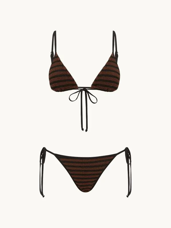 Bond Eye Luana Triangle Bikini Top - Carob,black Dot Stripe