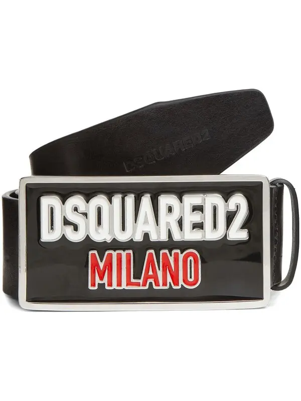 Dsquared2 Logo-plaque Leather Belt - Black