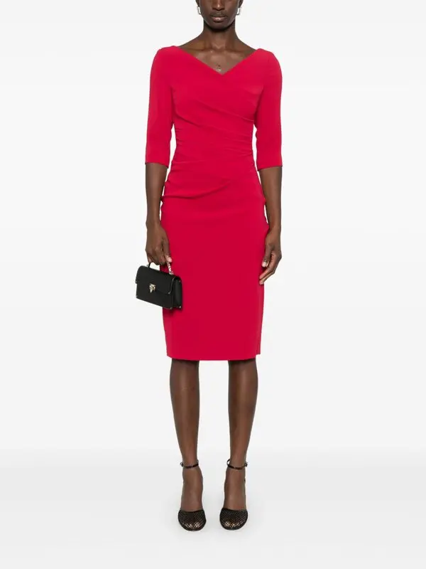 Talbot Runhof Ruched Midi Dress