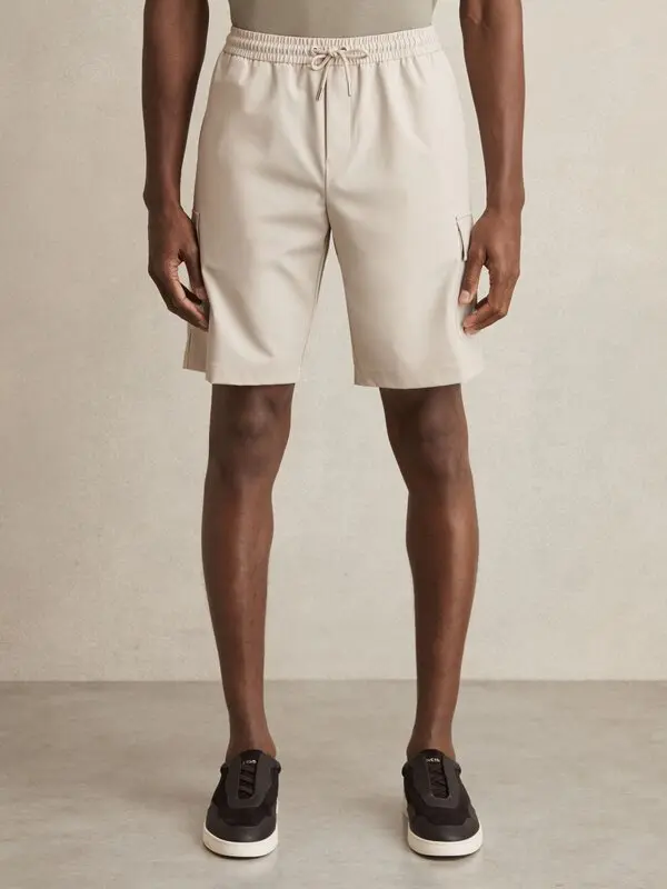 REISS Climb Technical Cargo Shorts - Stone