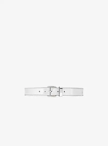 Michael Kors Tilda Specchio Leather Belt - Silver