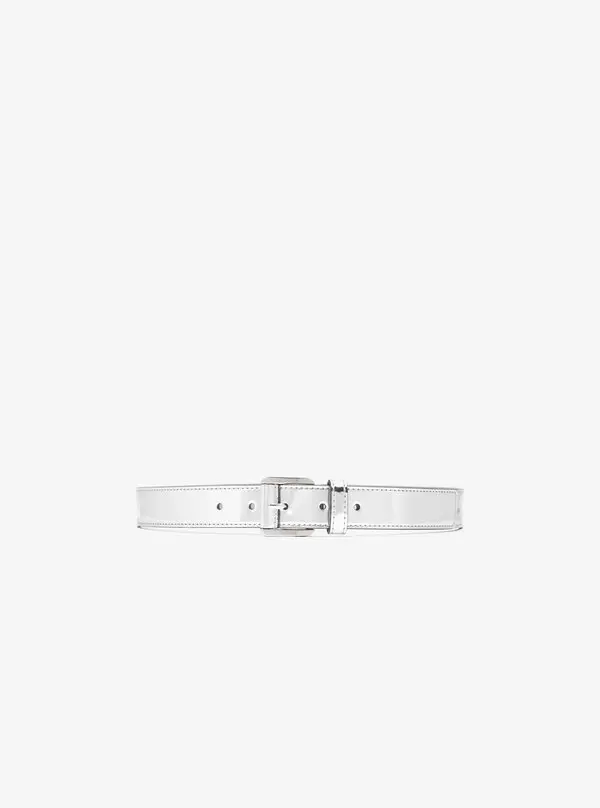 Michael Kors Tilda Specchio Leather Belt - Silver