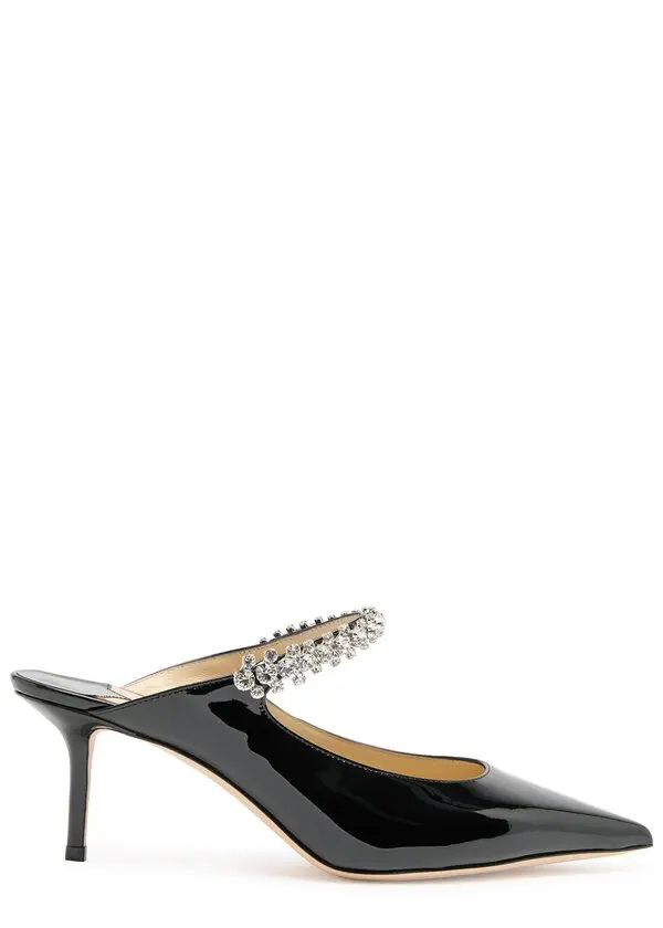 JIMMY CHOO Bing 65 Embellished Patent Leather Mules - Black