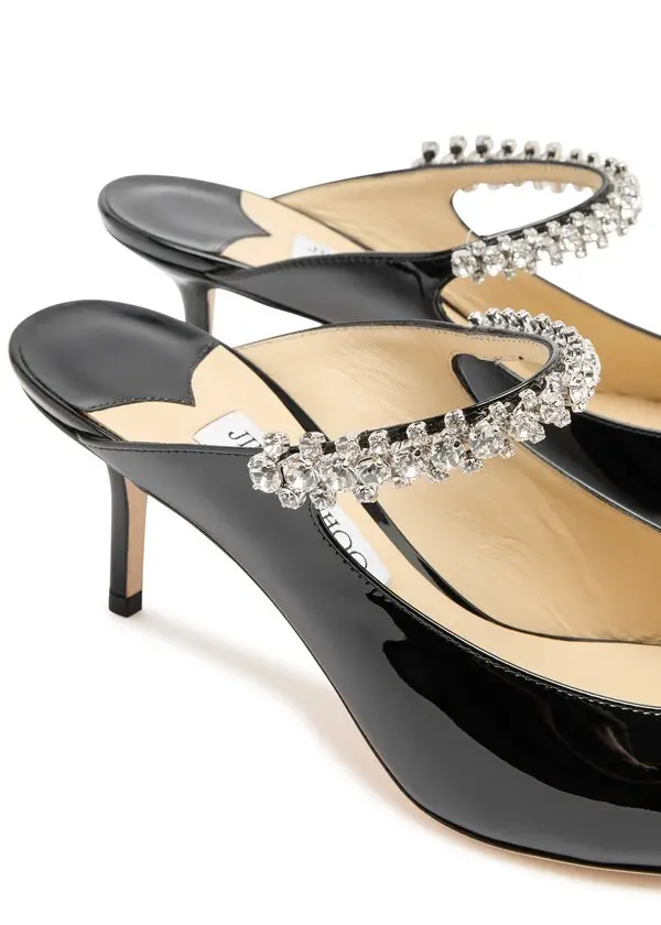 JIMMY CHOO Bing 65 Embellished Patent Leather Mules - Black