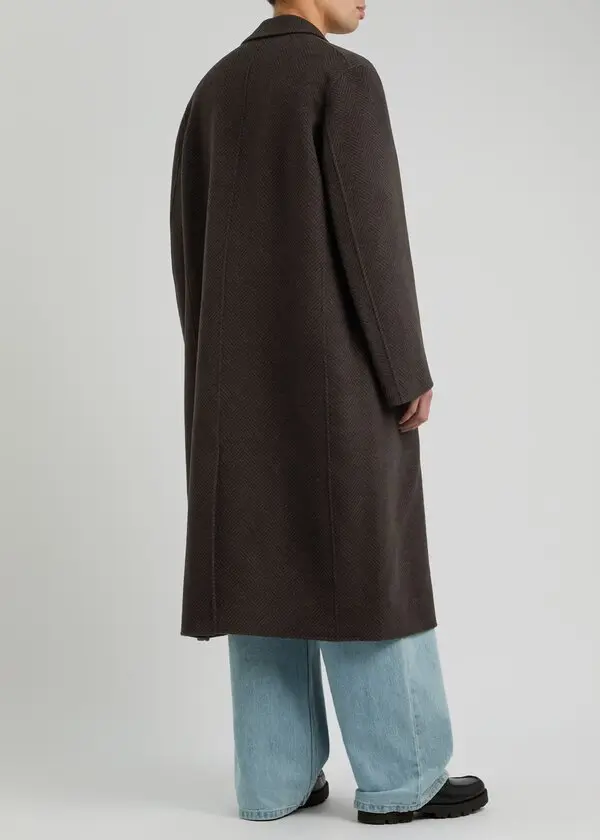 Acne Studios Herringbone-Weave Wool-Blend Coat - Grey | Editorialist
