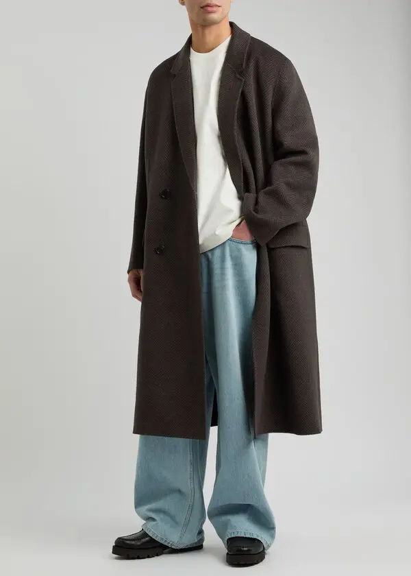 Acne Studios Herringbone-weave Wool-blend Coat - Grey | Editorialist