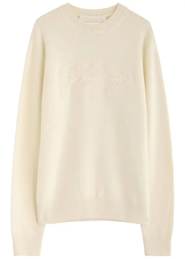 Givenchy Logo-embroidered Wool Jumper - Cream
