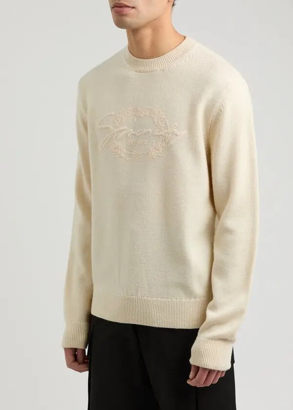 Givenchy Logo-embroidered Wool Jumper - Cream