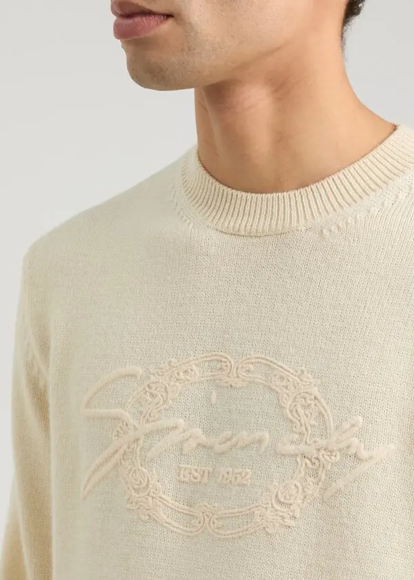 Givenchy Logo-embroidered Wool Jumper - Cream