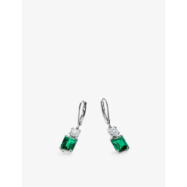 CARAT* LONDON Shannon Sterling Emerald Drop Earrings - Silver