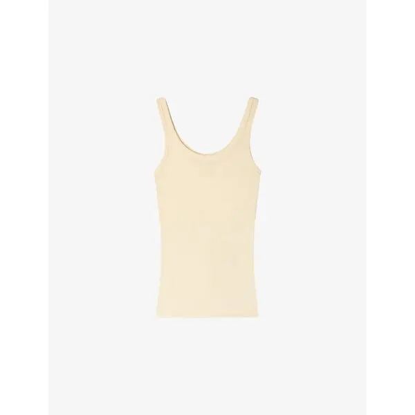 Sandro Ribbed Stretch-cotton Top - Light Yellow