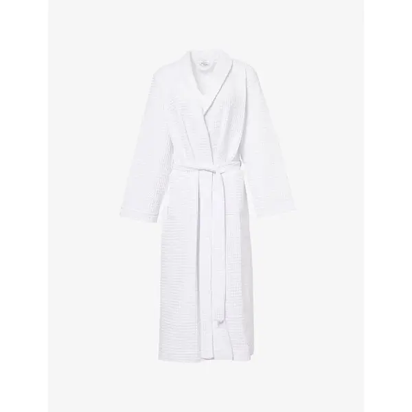 Lounge Waffle Texture Cotton-blend Dressing Gown Xl/xxl - White