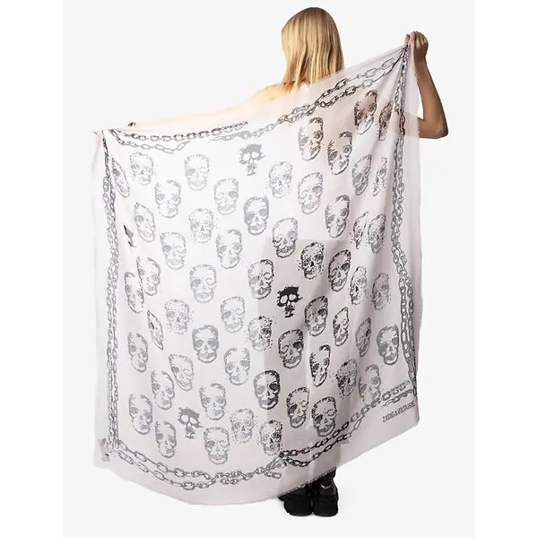 Zadig&Voltaire Kerry Skull-print Square Woven Scarf