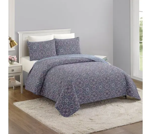 MODERN HEIRLOOM Lavender Florals 3-pc King Quilt Set