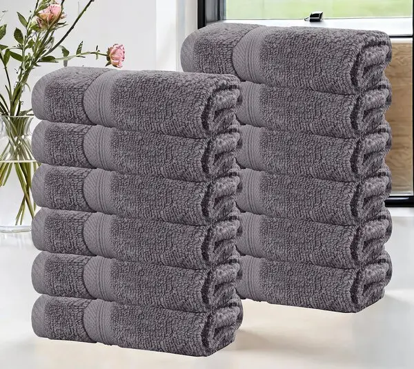 SUPERIOR 12 Piece Smart Dry Zero Twist Cotton F Ace Towel Set - One-color