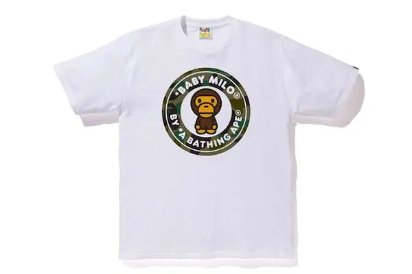 A BATHING APE 1st Camo Milo Busy Works Tee Shirt - White/green