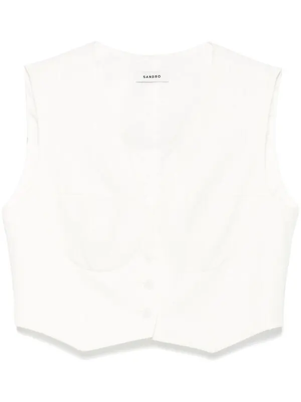 Sandro Pinstriped Sleeveless Top - Neutrals