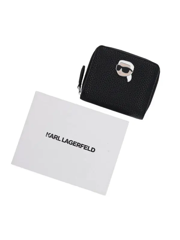 Karl Lagerfeld Medium Ikon Pebble Bi-fold Wallet - Black