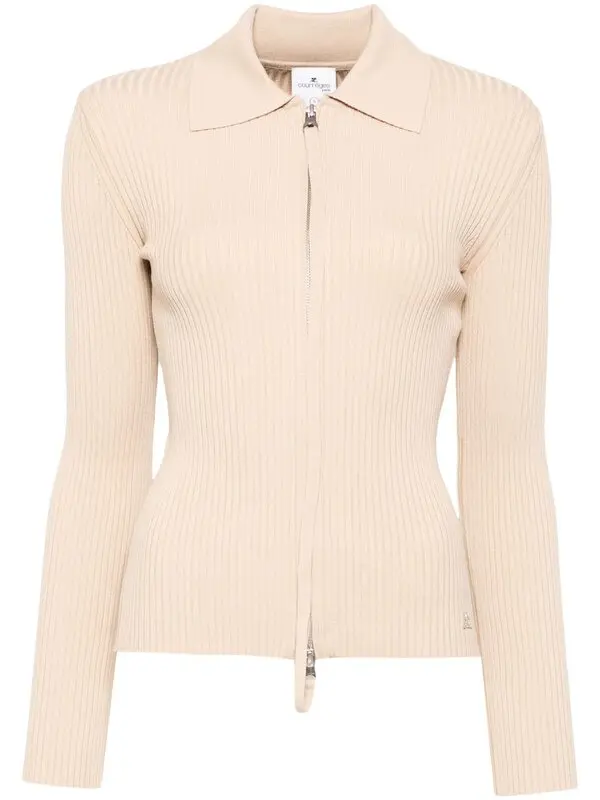COURREGES Double Zipped Rib Knit Top
