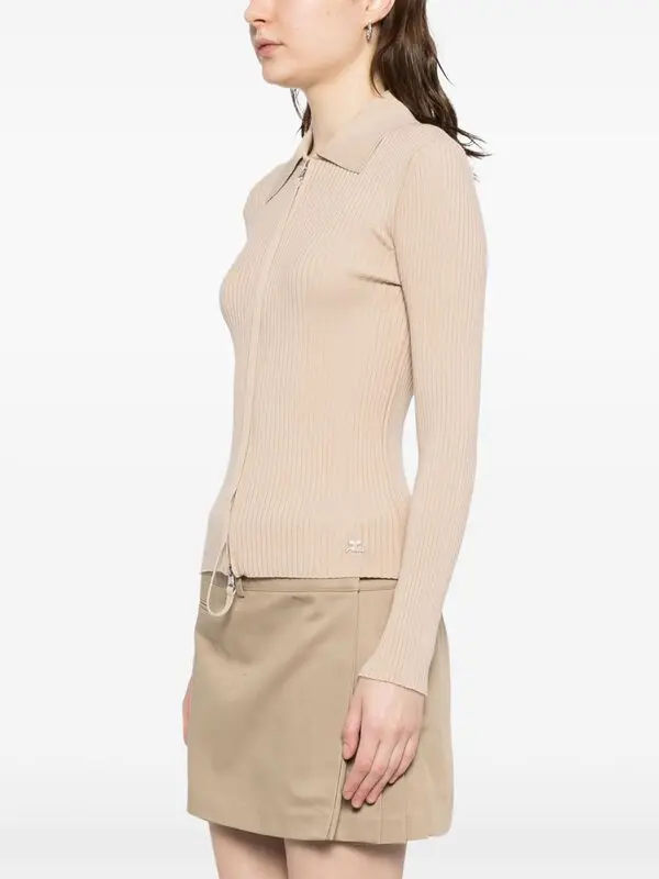 COURREGES Double Zipped Rib Knit Top
