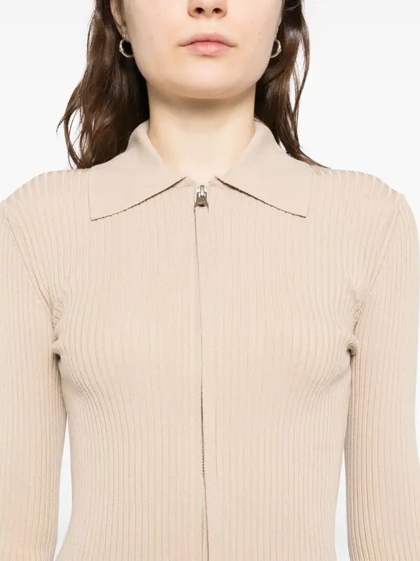 COURREGES Double Zipped Rib Knit Top