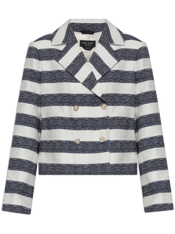 Kate Spade New York Striped Double-breasted Blazer - Blue