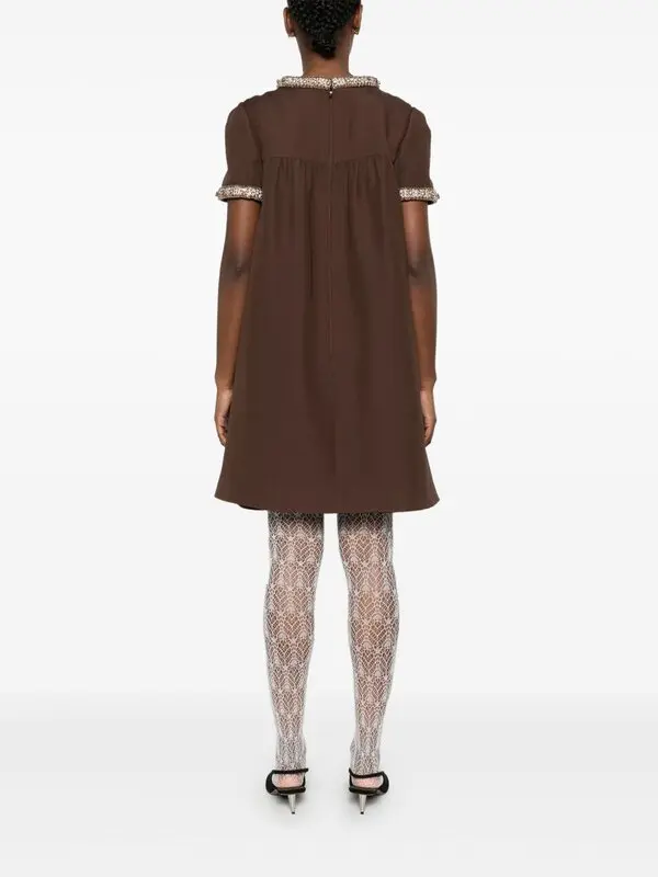 Valentino Garavani Embellished Wool And Silk-Blend Mini Dress - Brown - 32%  Off | Editorialist