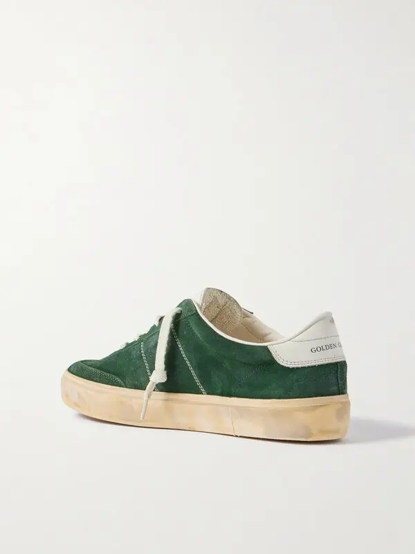 GOLDEN GOOSE Soul Star Distressed Suede Sneakers - Green