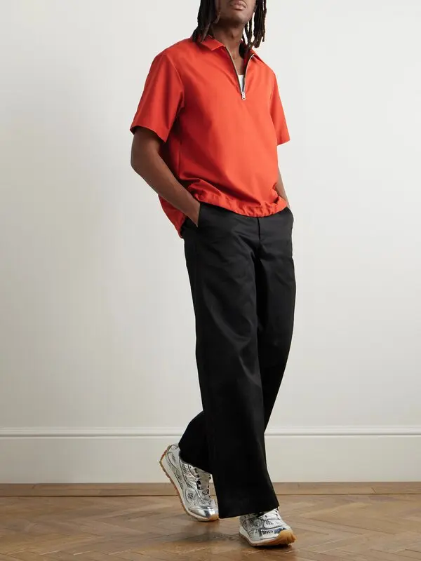 Sacai Woven Polo Shirt In Red - 60% Off | Editorialist