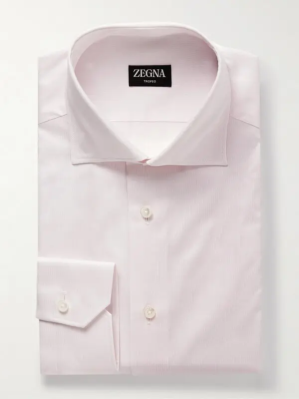 Zegna Cutaway-collar Pinstriped Trofeo™ Comfort Shirt - Pink