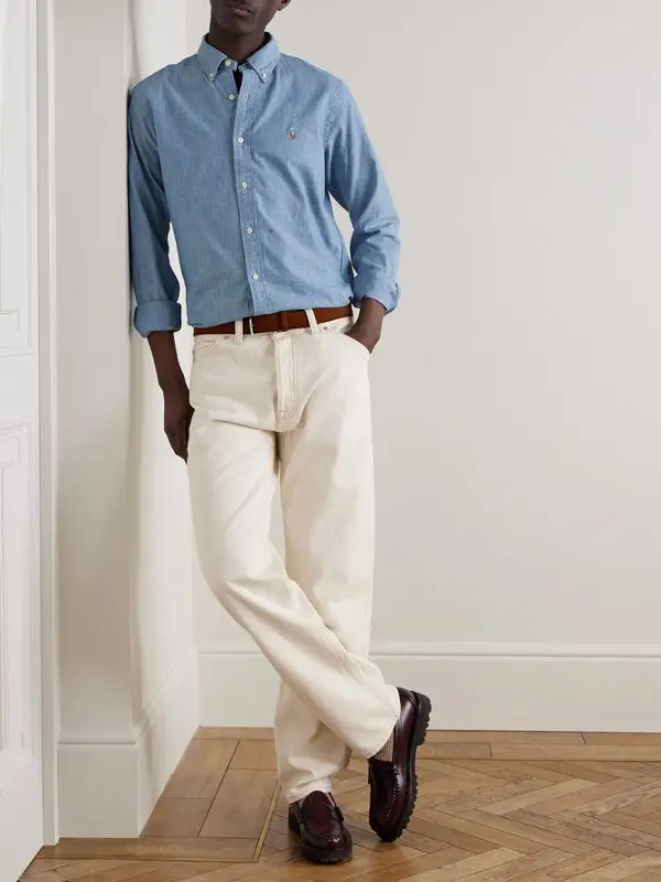 Polo Ralph Lauren Button-down Collar Cotton-chambray Shirt - Blue