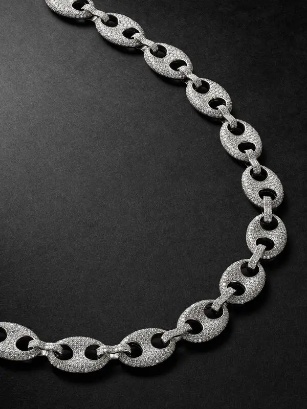ALEX MOSS 14k Diamond Link Necklace - Silver