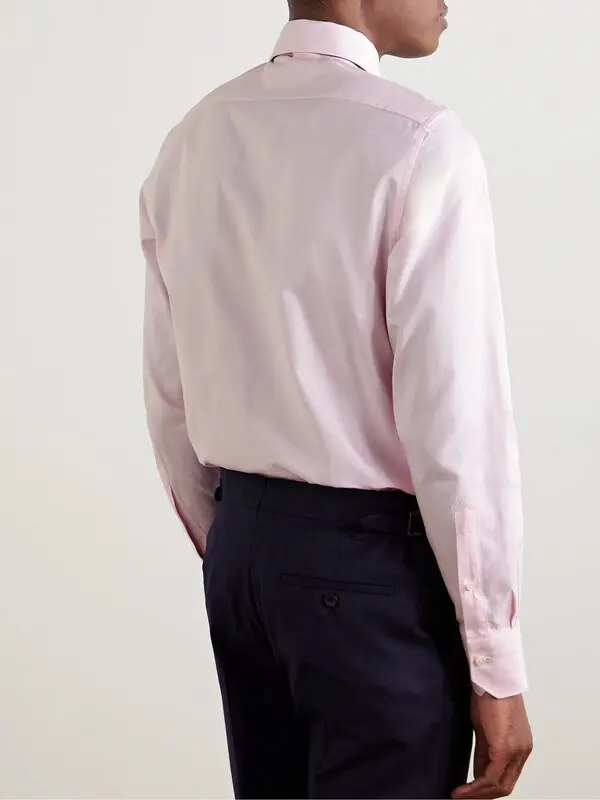 Zegna Cutaway-collar Cotton-piqué Shirt - Pink