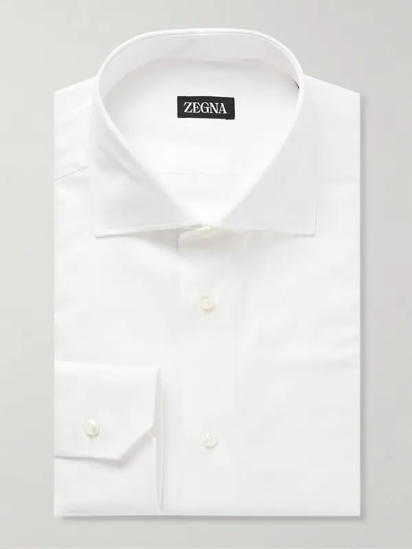 Zegna Cutaway-collar Cotton-twill Shirt - White