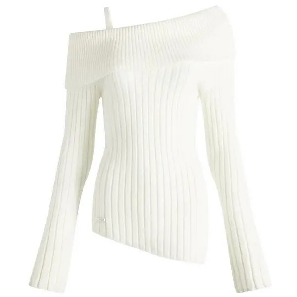 HOUSE OF SUNNY Chunky Rib Knit Top - Off White
