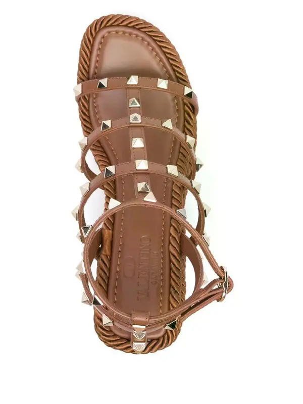 Valentino Garavani Rockstud Wedge Sandals - Brown