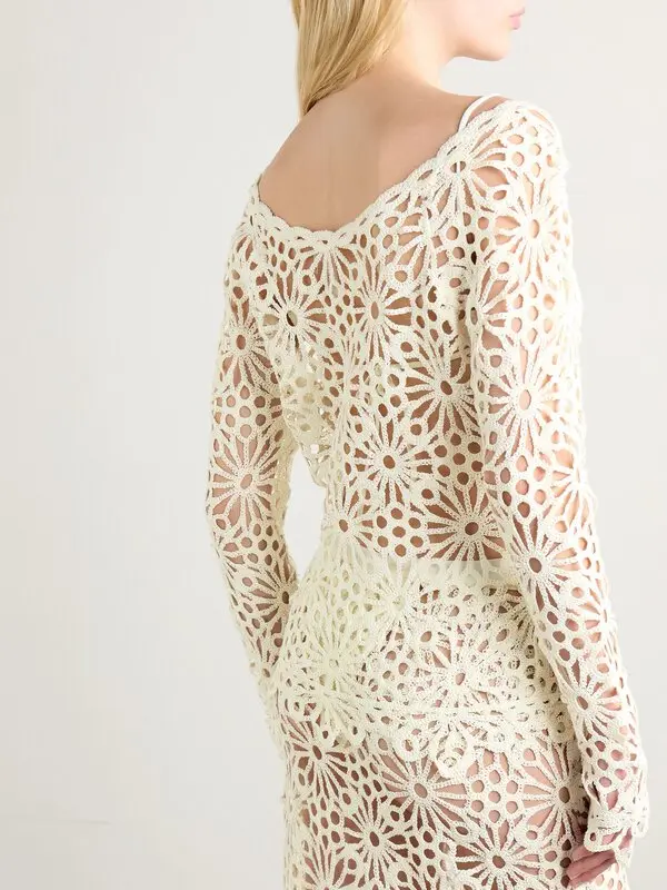 Norma Kamali Crocheted Cotton-blend Top - Ivory