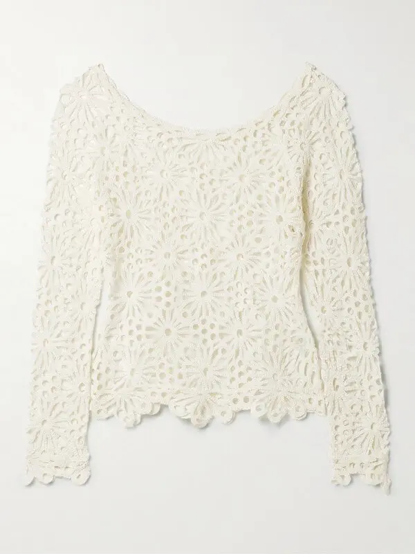 Norma Kamali Crocheted Cotton-blend Top - Neutrals