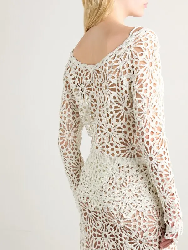Norma Kamali Crocheted Cotton-blend Top - Neutrals