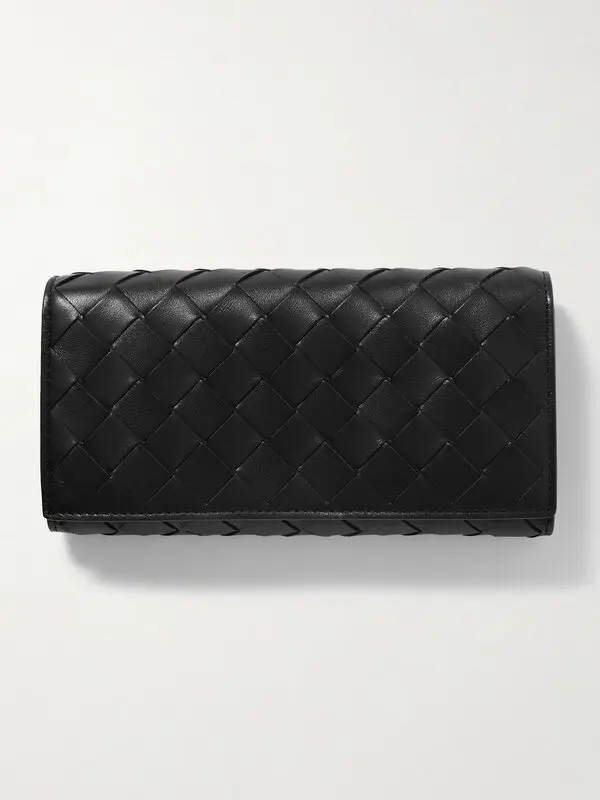 Bottega Veneta Intrecciato Woven Leather Wallet - Black