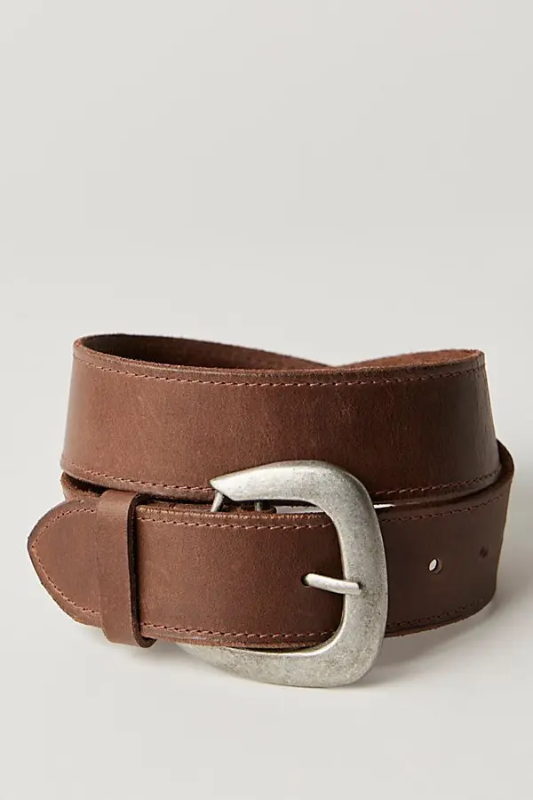 Free People Leather Belt With Oversized Buckle - Espresso