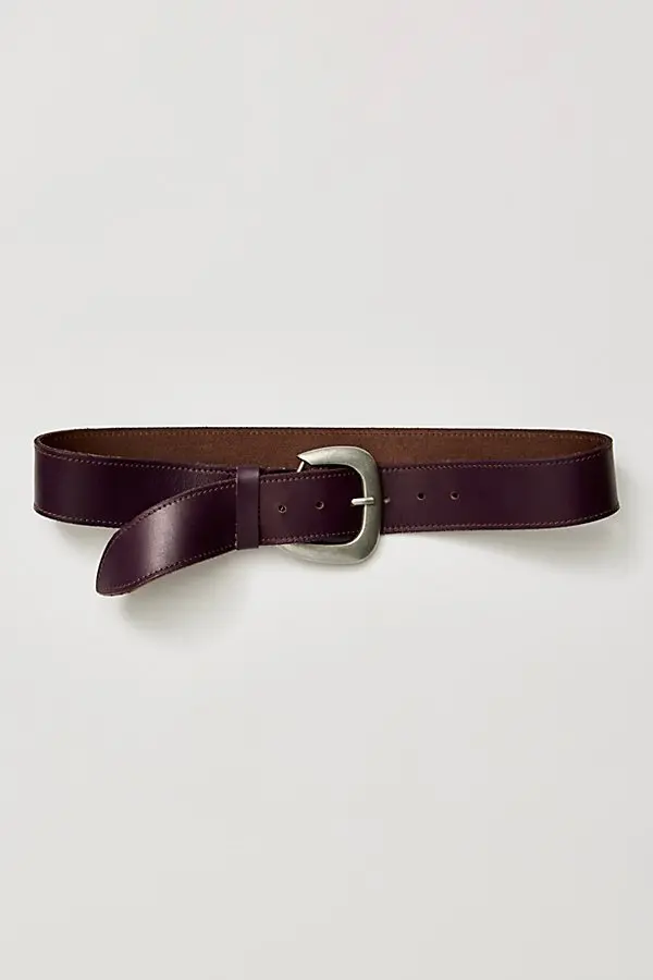 Free People Leather Belt With Oversized Buckle - Fig