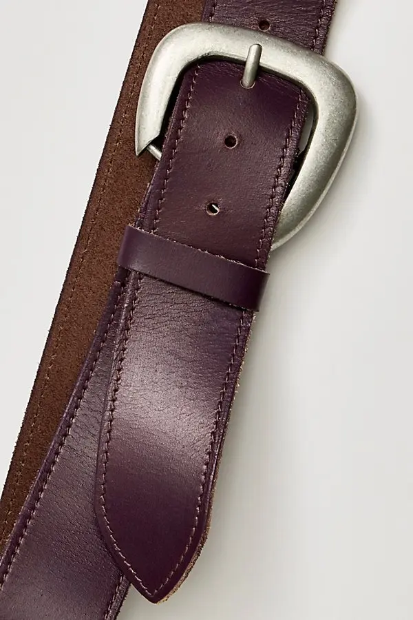 Free People Leather Belt With Oversized Buckle - Fig
