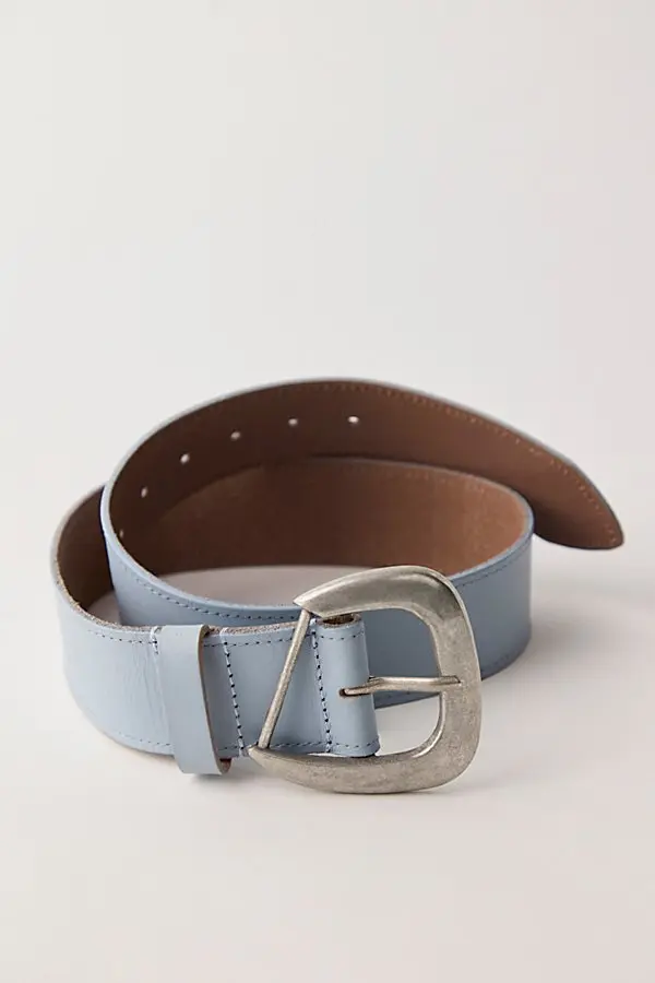 Free People Leather Belt With Oversized Buckle - Lake Tahoe
