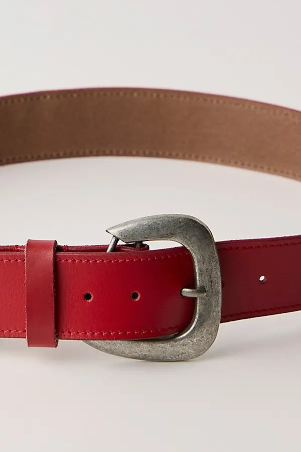Free People - Leather Belt With Oversized Buckle