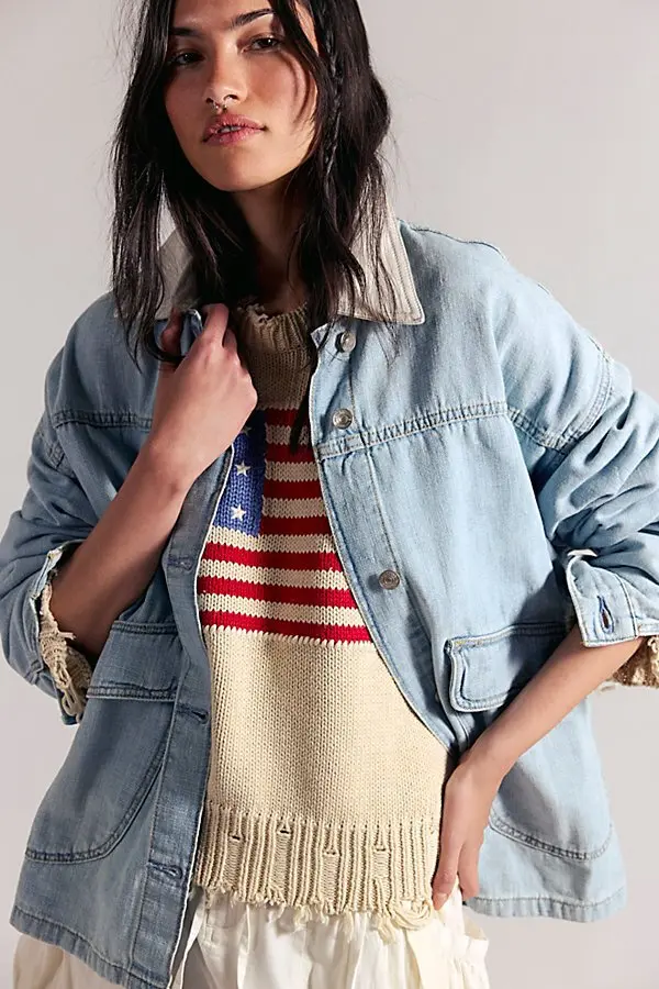 Free People We The Free Denim Jacket - Sweet Icing