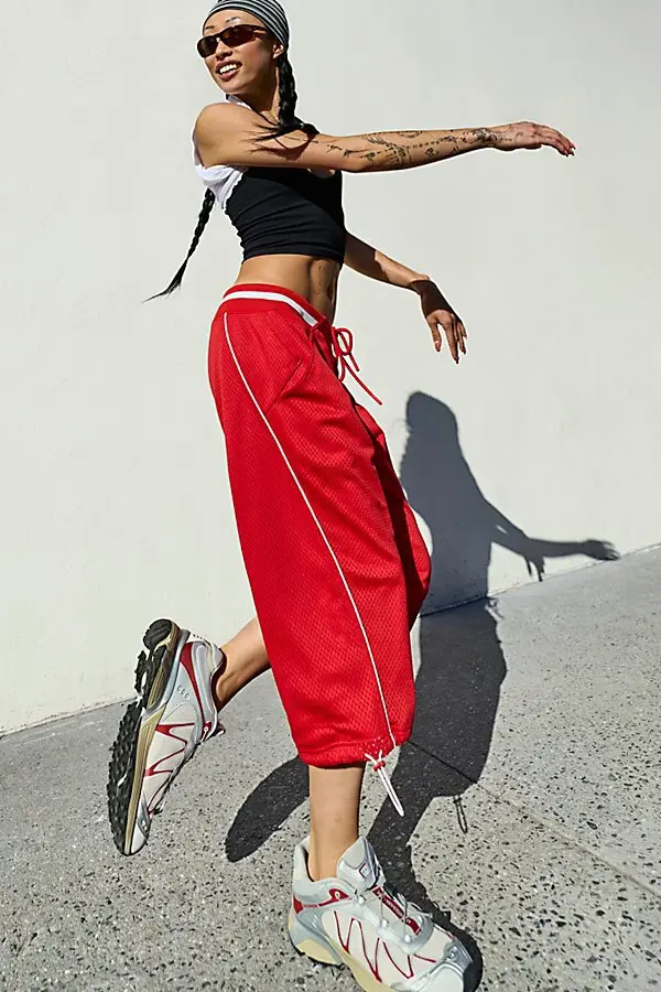 Free People Hot Mesh Capri Pants - Victory Red