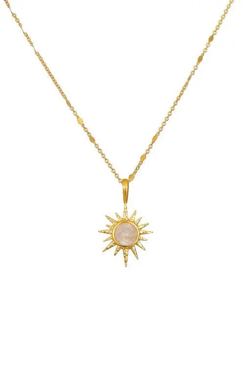 SATYA JEWELRY North Star Moonstone Starburst Pendant Necklace - Gold