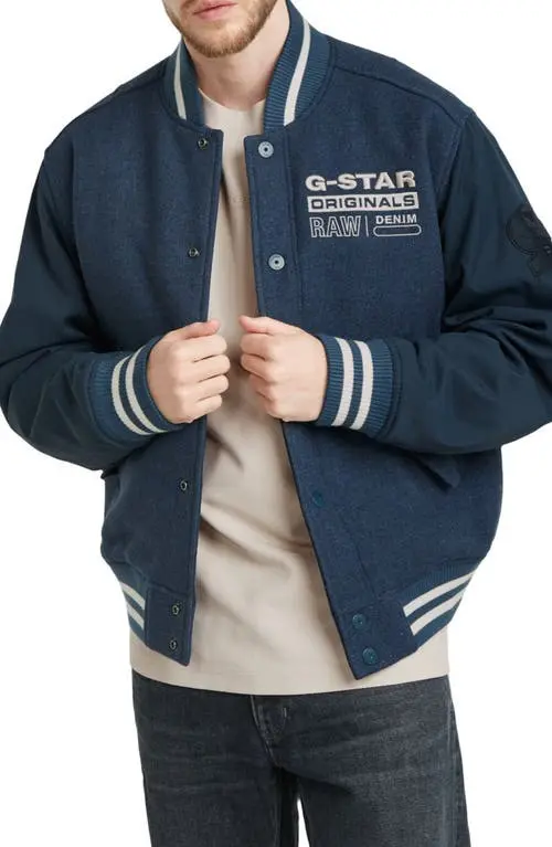 G-star Raw Varsity Recycled Wool-blend Jacket - Rank Blue