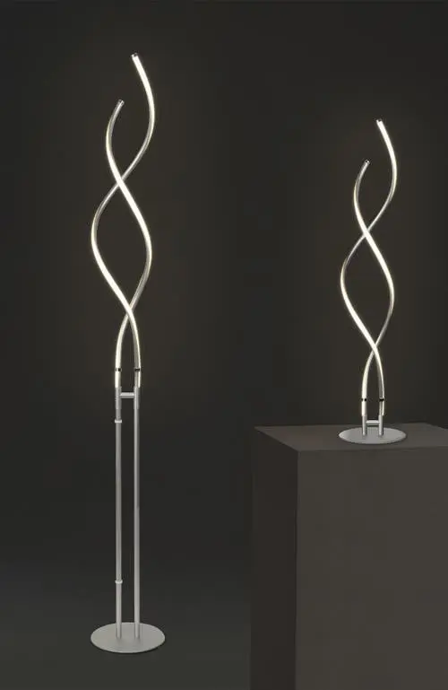 BRIGHTECH Embrace 60" Led Industrial 2-in-1 Table And Floor Lamp With Built-in Light Dimmer - Polished Silver